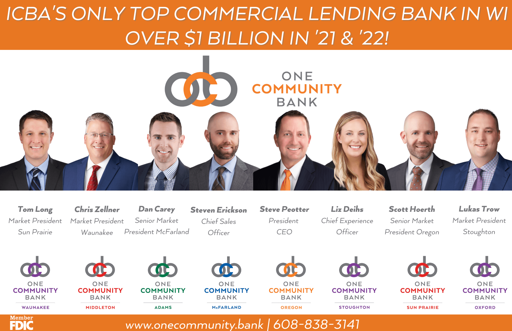 One Community Bank Named ICBA Top Commercial Lender Second Consecutive ...